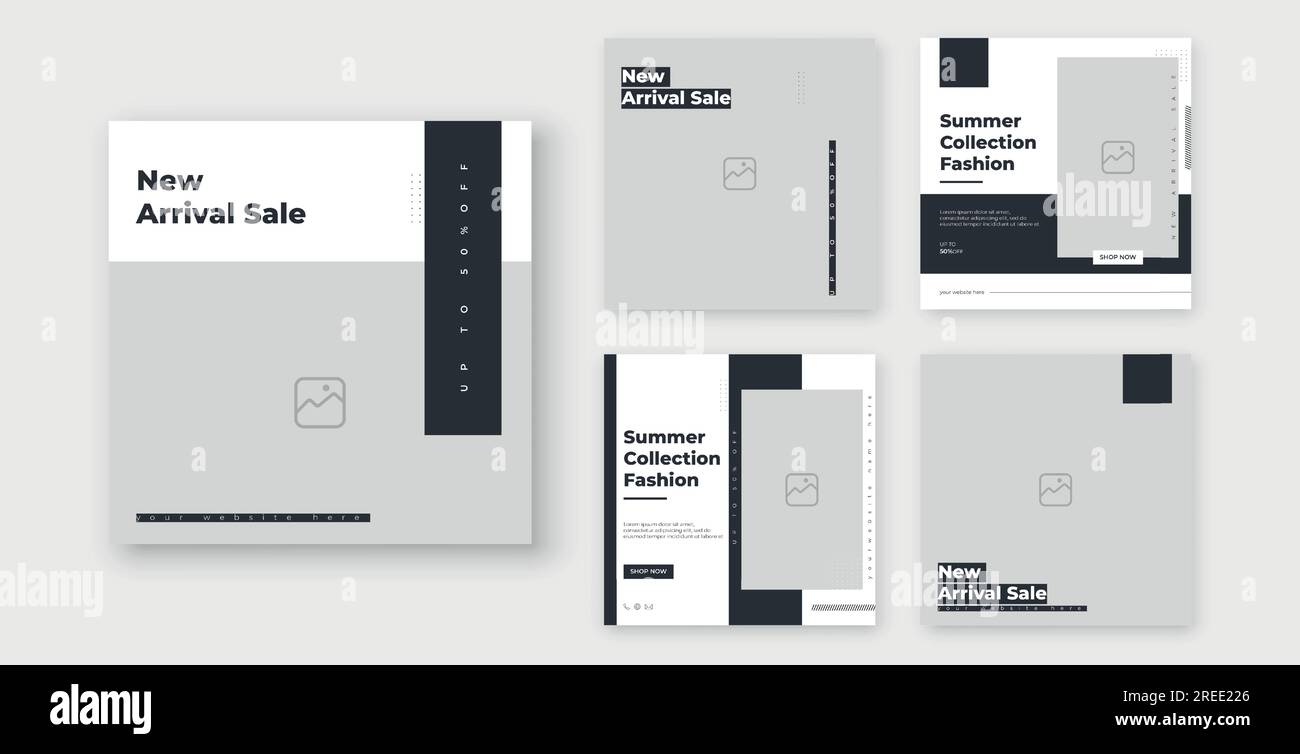 Minimal fashion sale social media post template set of editable square ...