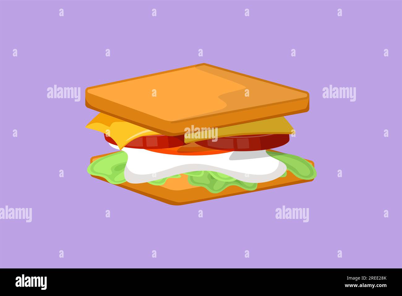 Cartoon flat style drawing fresh delicious American sandwich restaurant ...