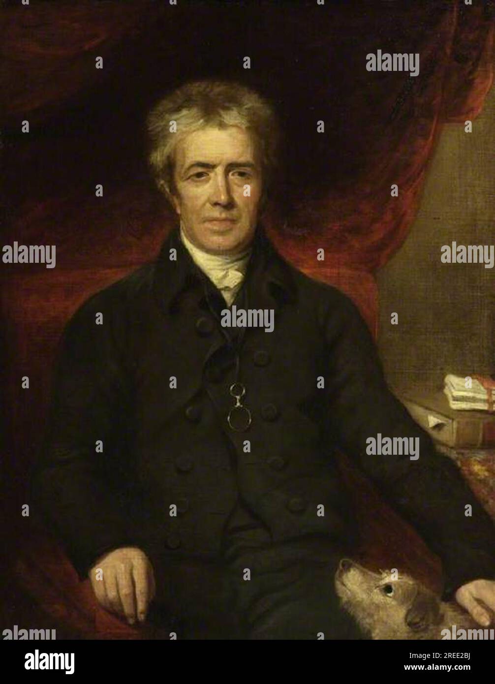 George Dyer, with his dog, Daphne 1819 by Henry Hoppner Meyer Stock ...