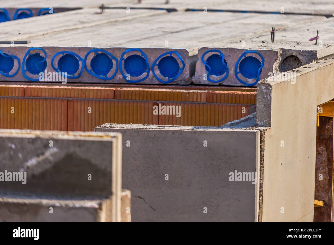 Picture of construction site with precast concrete walls and slabs in ...