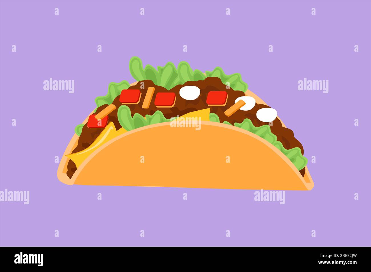 Graphic flat design drawing stylized Mexican taco logo label. Emblem ...
