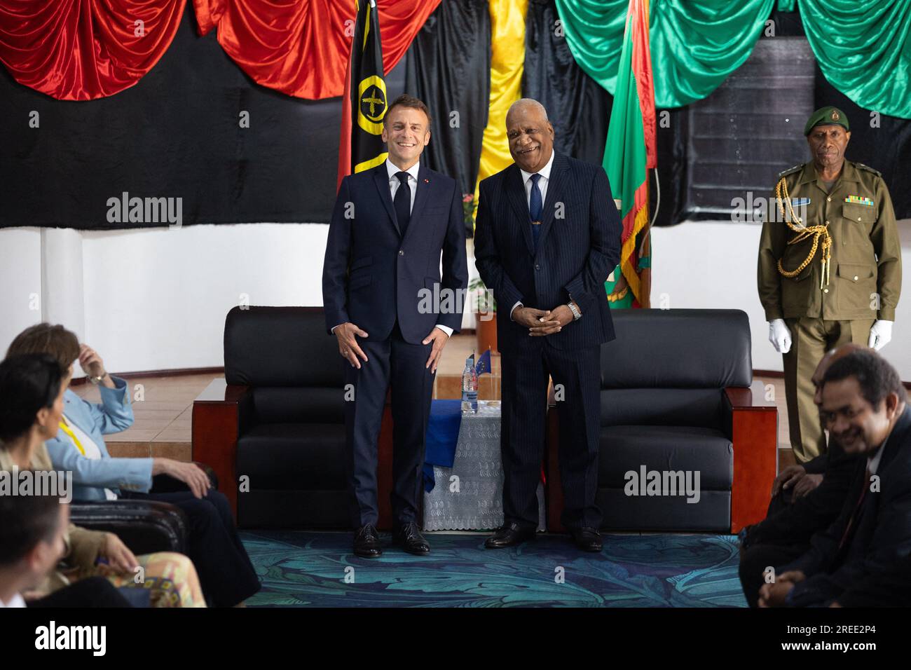 Port Vila, Vanuatu. 27th July, 2023. French President Emmanuel Macron ...