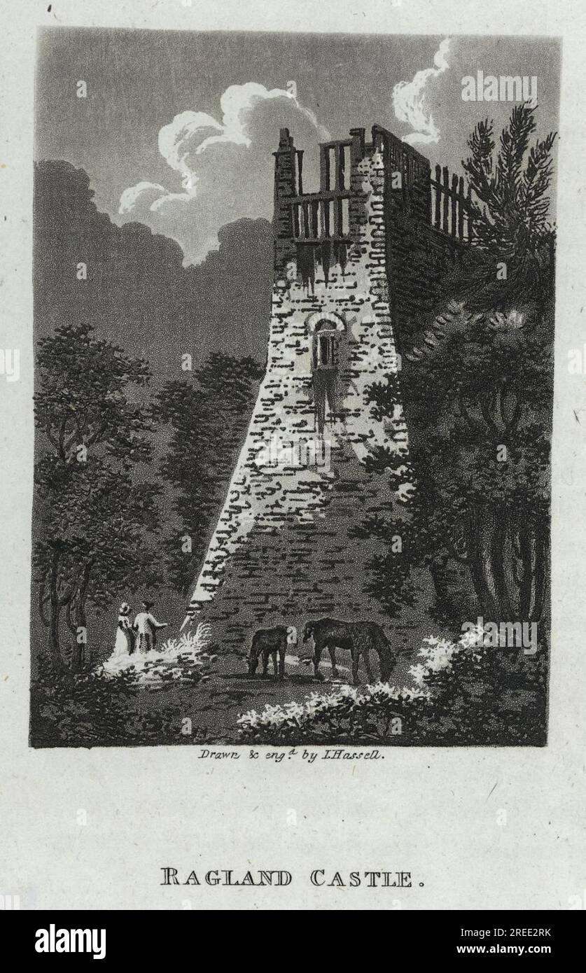 Ragland Castle 1807 by John Hassell Stock Photo - Alamy