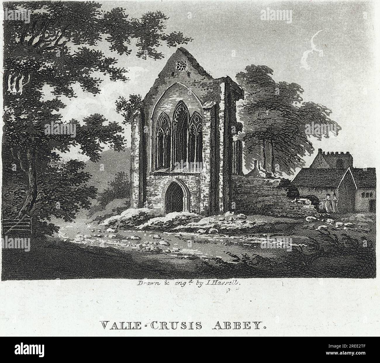 Valle Crusis Abbey 1807 by John Hassell Stock Photo - Alamy