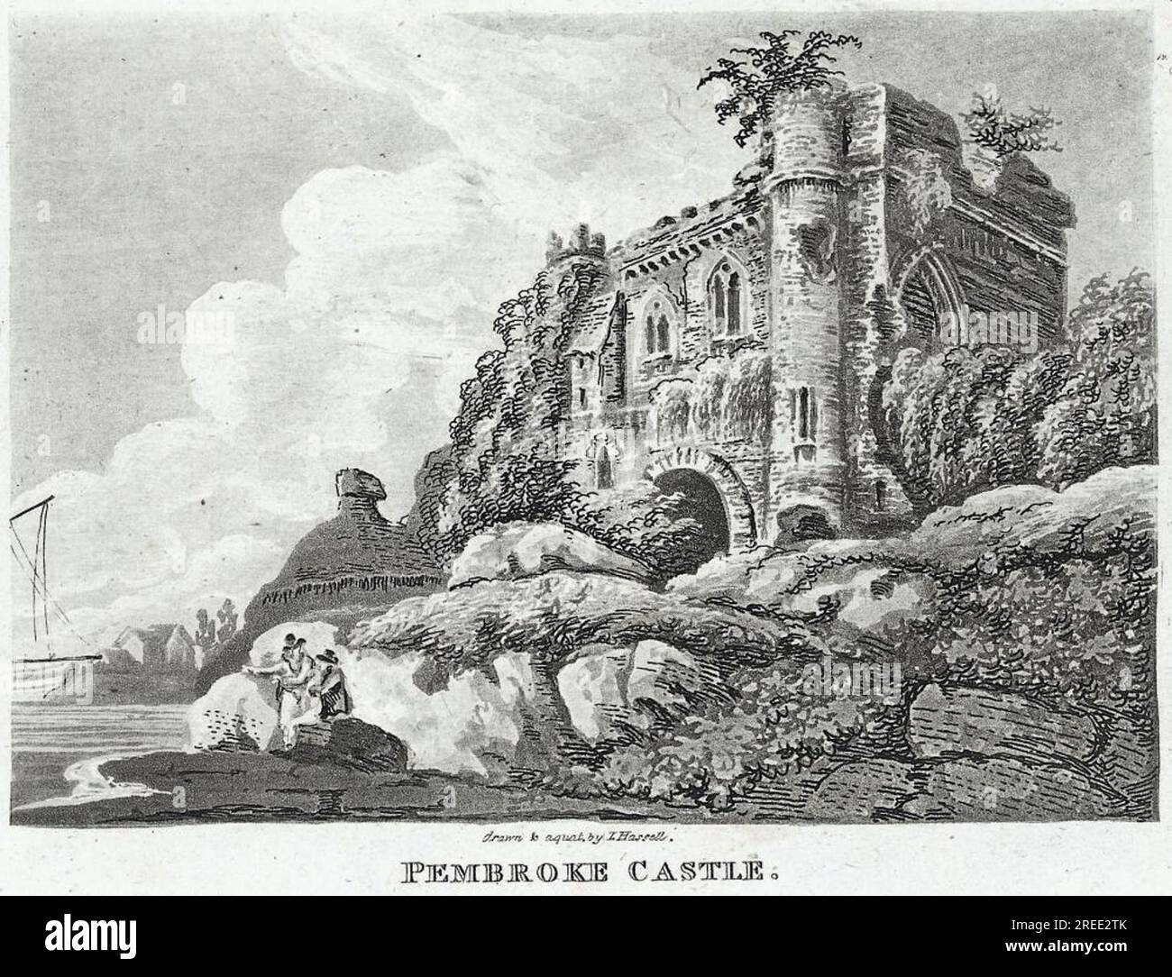Pembroke Castle 1807 by John Hassell Stock Photo - Alamy