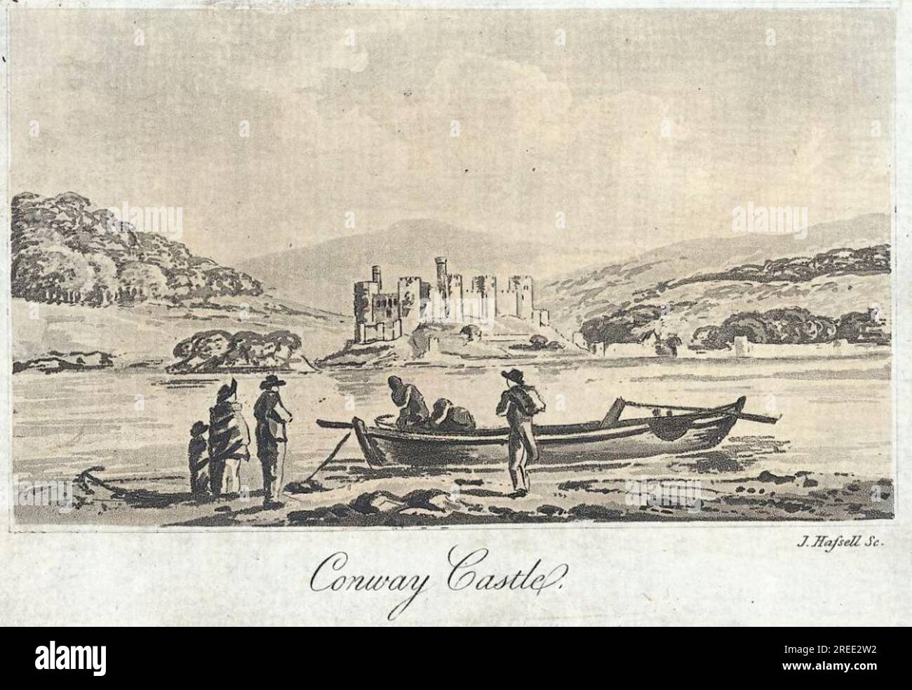 Conway Castle 1797 by John Hassell Stock Photo - Alamy