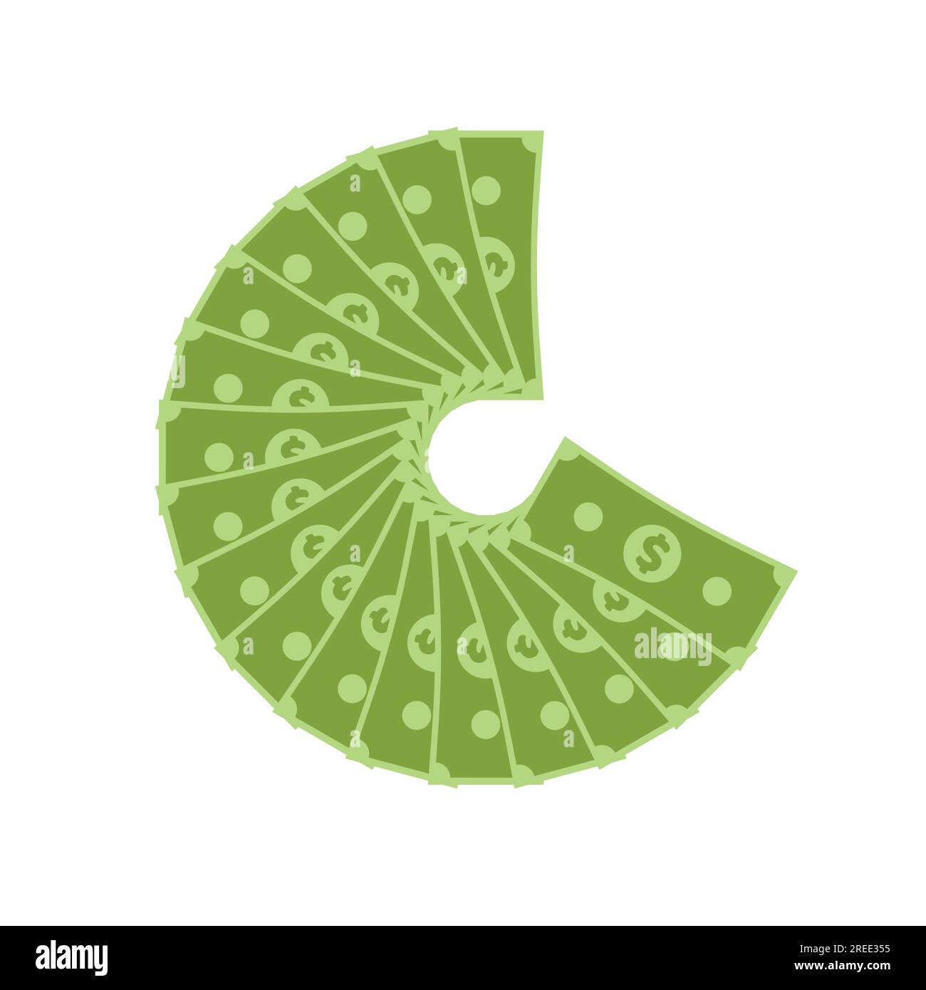 Big banknotes fan. Dollar currency. Green paper bills. Concept of ...