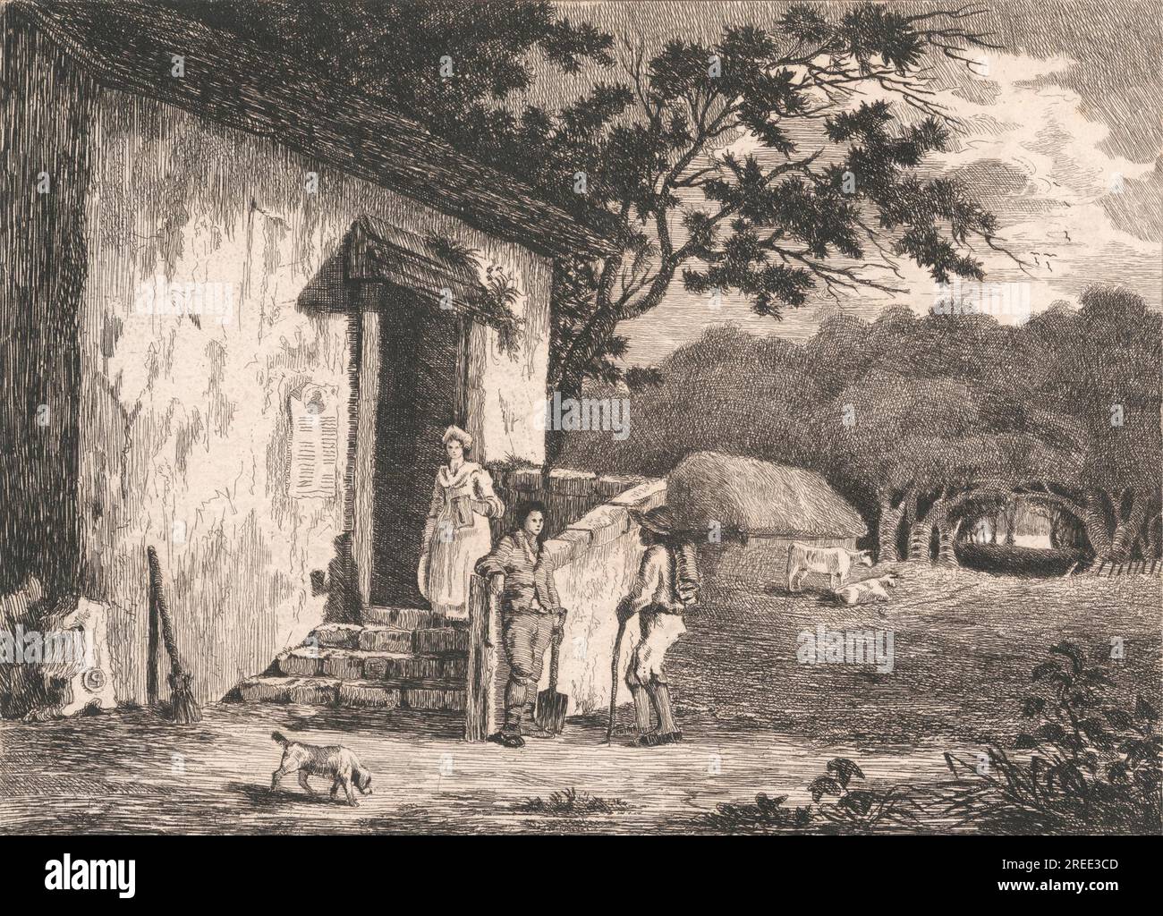 Figures at a Country Inn by Edward Pryce Owen Stock Photo - Alamy