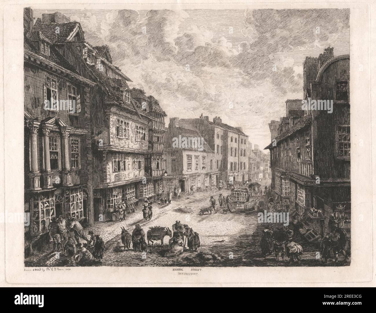 Mardol Street, Shrewsbury 1820 by Edward Pryce Owen Stock Photo - Alamy