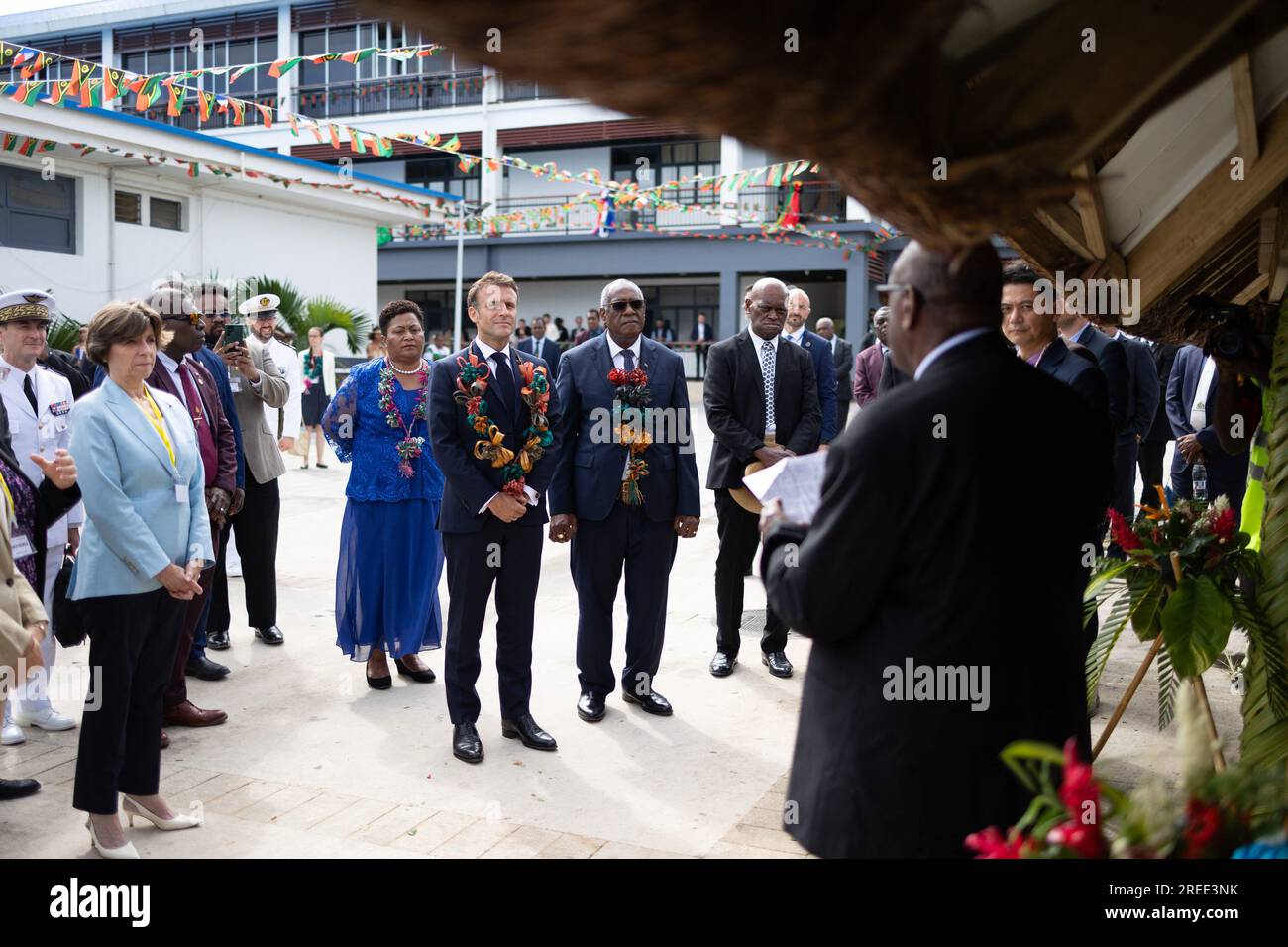 Port Vila, Vanuatu. 27th July, 2023. French President Emmanuel Macron ...