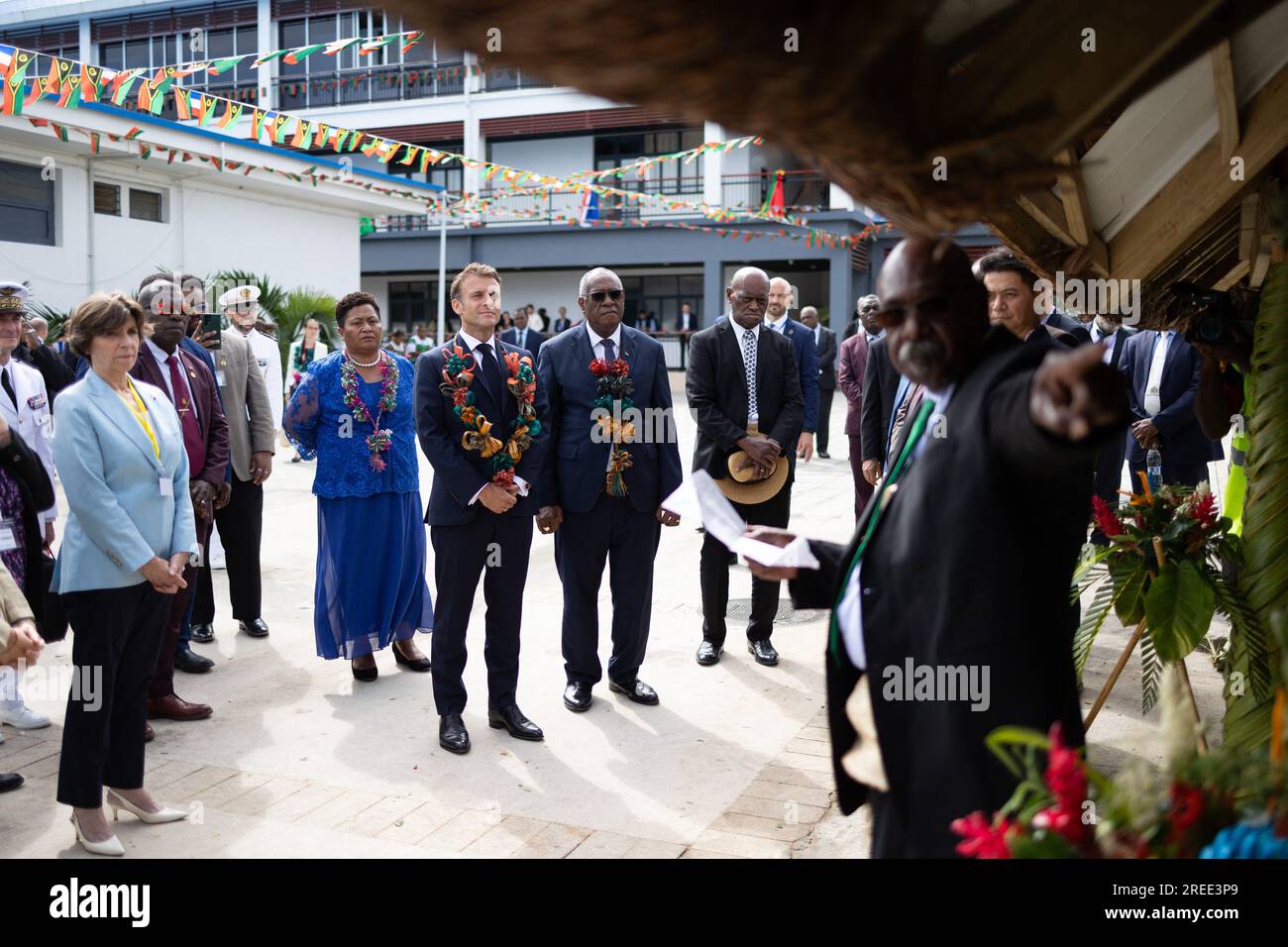 Port Vila, Vanuatu. 27th July, 2023. French President Emmanuel Macron ...