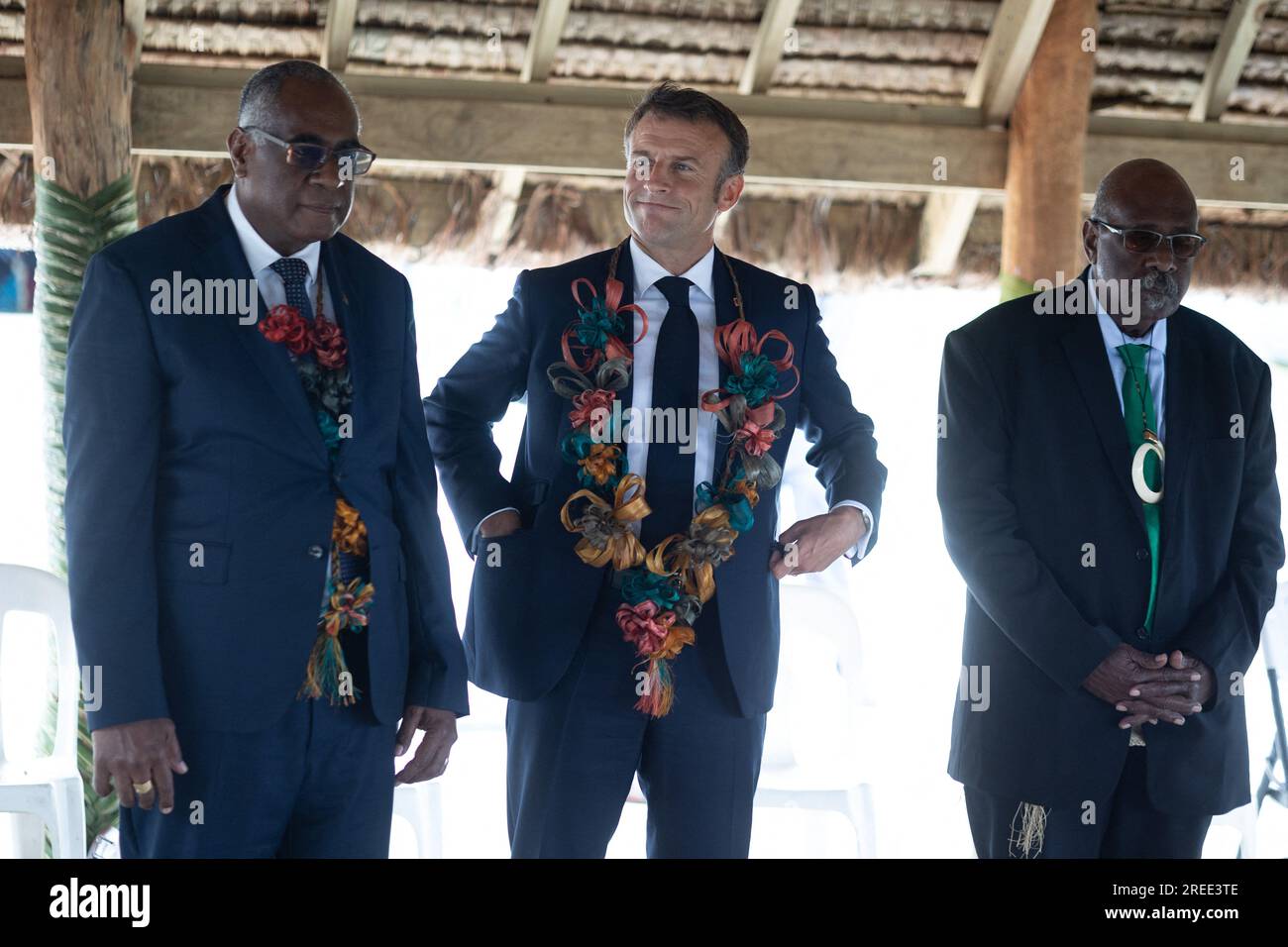 Port Vila, Vanuatu. 27th July, 2023. French President Emmanuel Macron ...