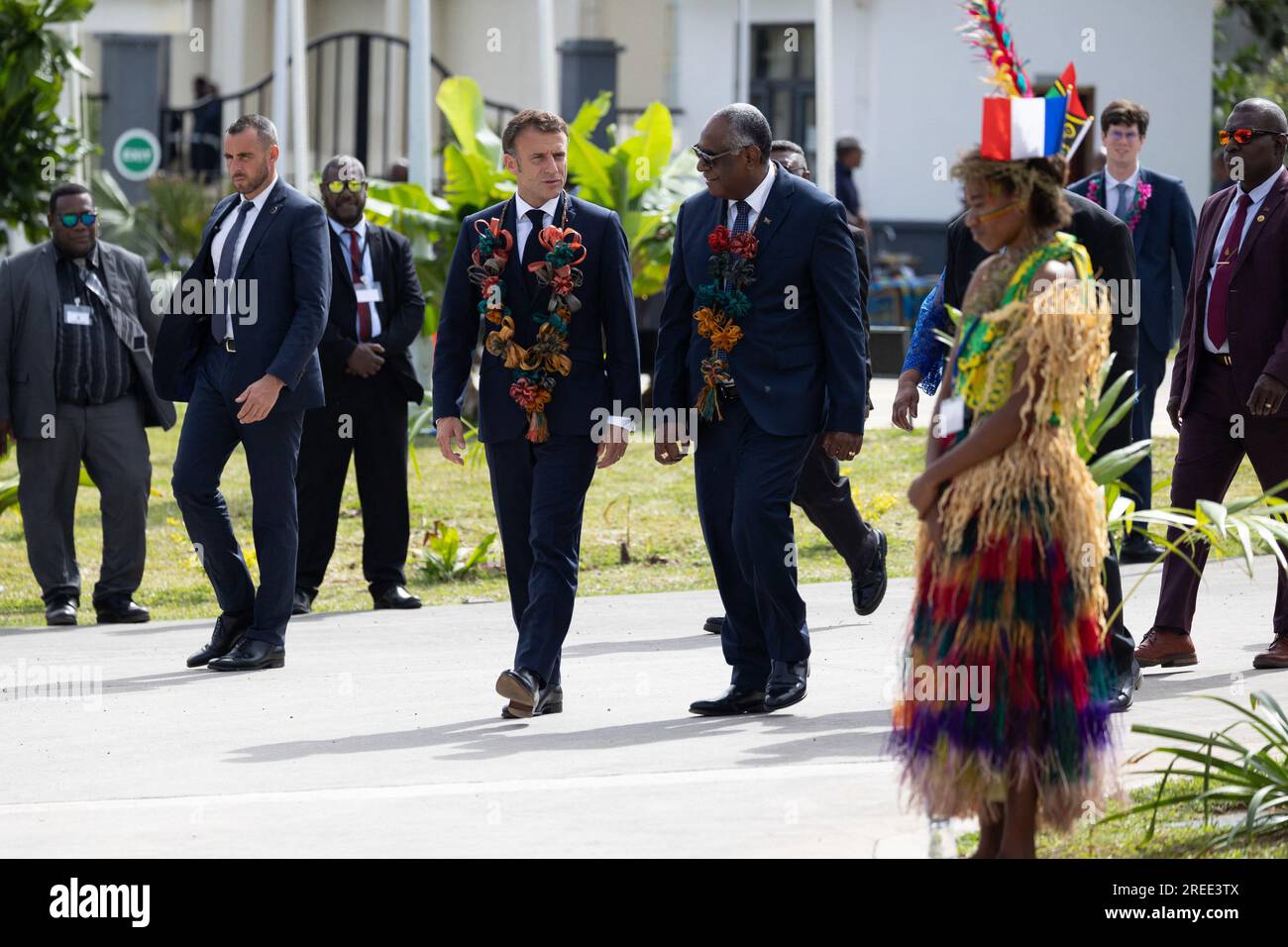 Port Vila, Vanuatu. 27th July, 2023. French President Emmanuel Macron ...