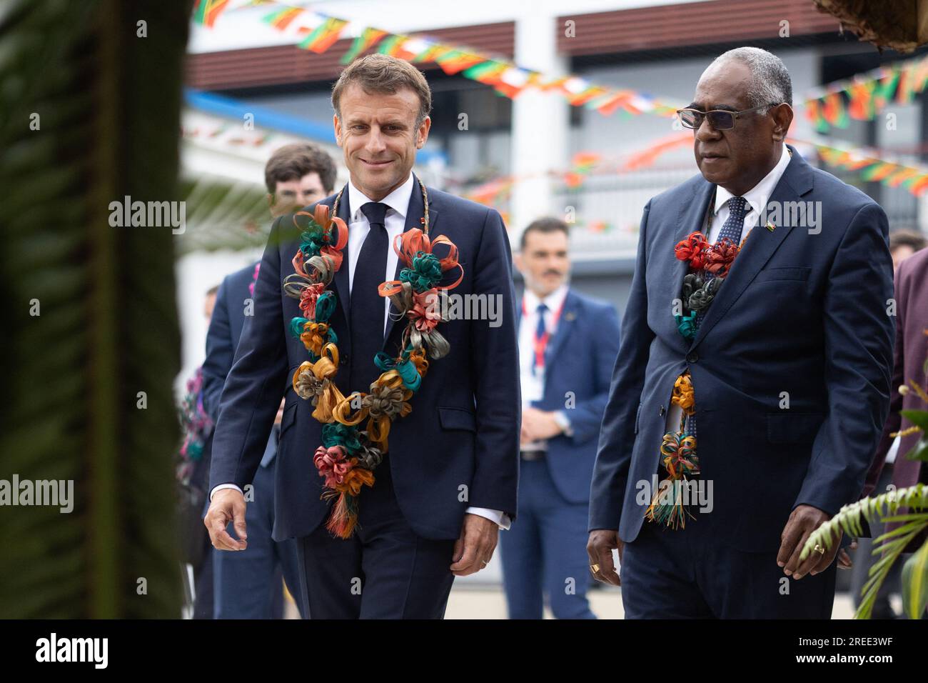 Port Vila, Vanuatu. 27th July, 2023. French President Emmanuel Macron ...