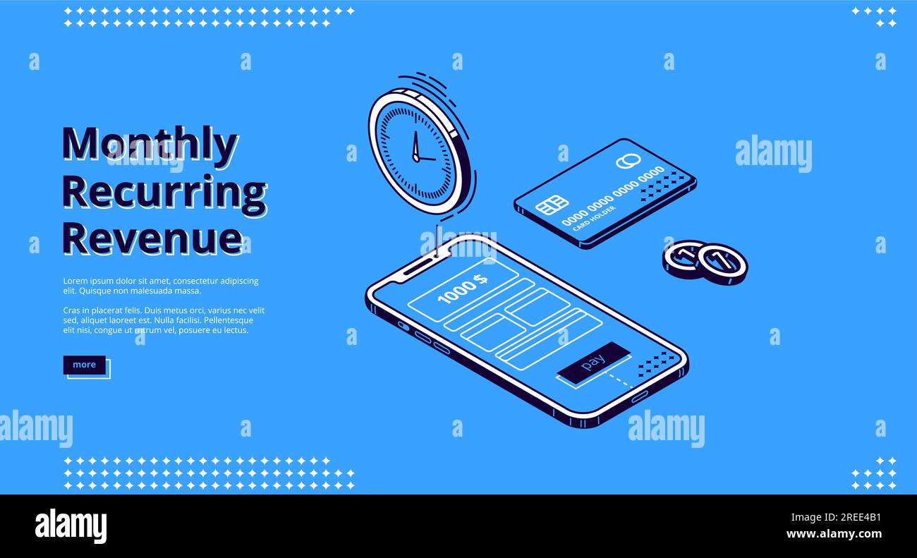 Monthly recurring revenue banner. Fixed earnings and payments, MRR ...