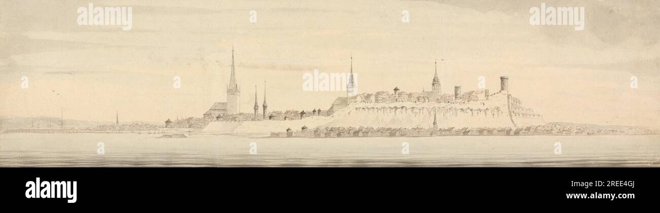 View of Revel, Capital of Esthonia by Nicholas Pocock Stock Photo - Alamy