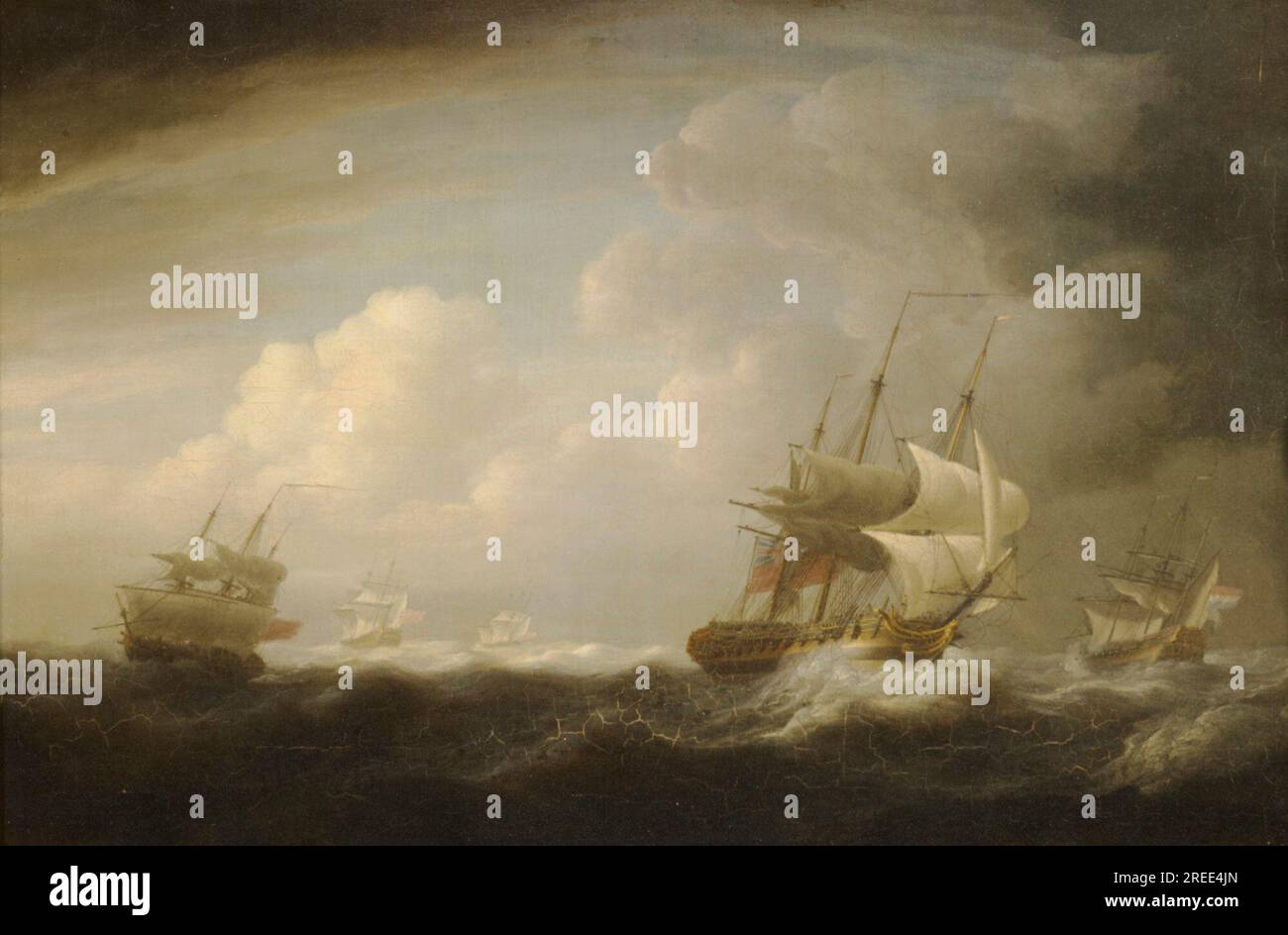 Ships in a Gale circa 1800 by Nicholas Pocock Stock Photo - Alamy