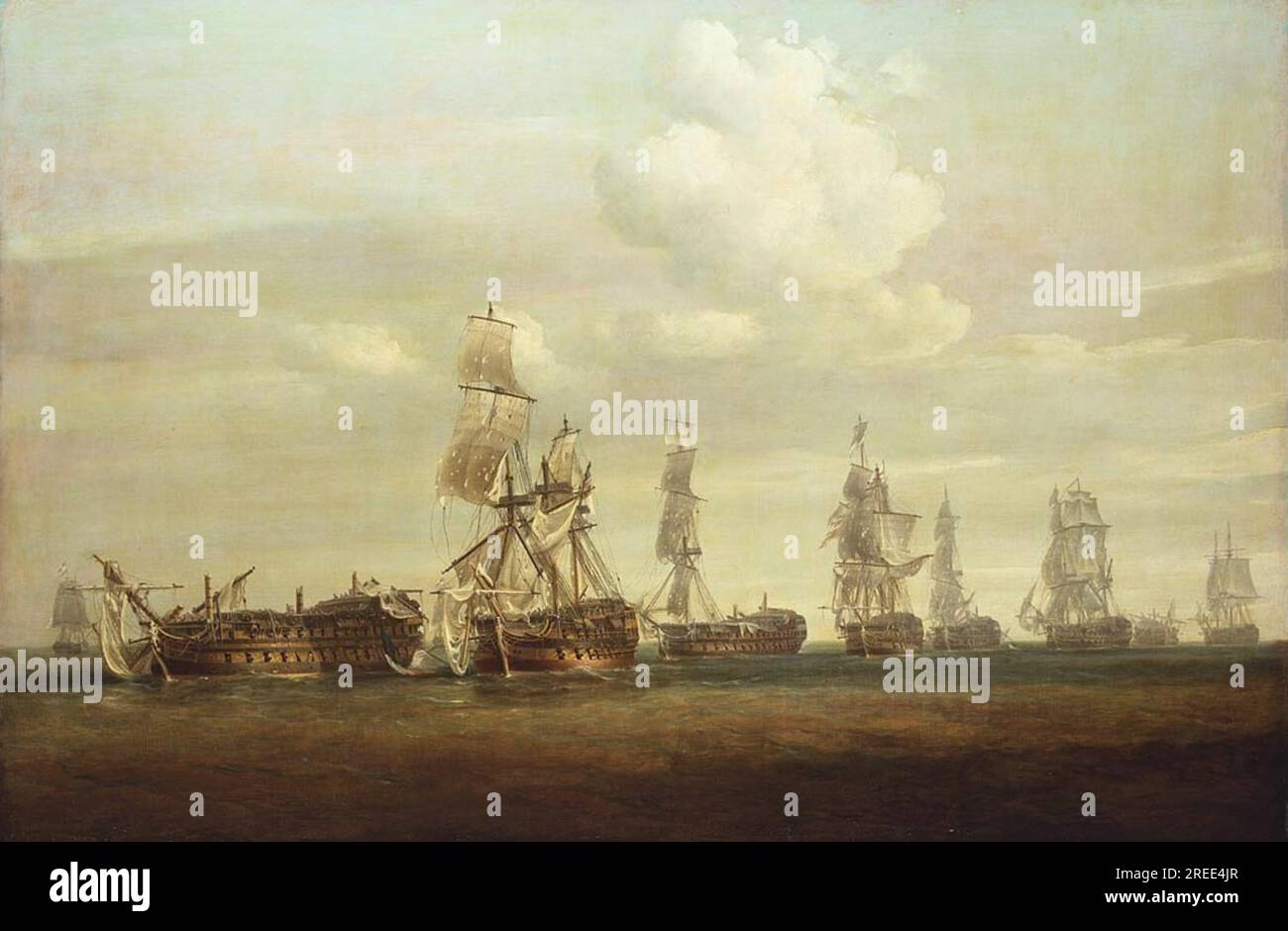 Sir Richard Strachan's Action off Ferrol 1812 by Nicholas Pocock Stock ...