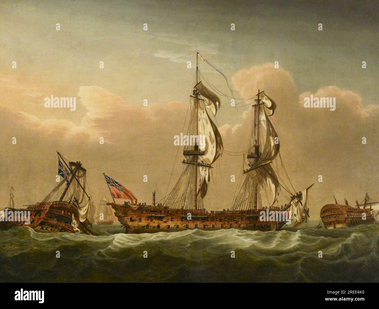 HMS Brunswick after the battle of the First of June, 1794 1795 by ...