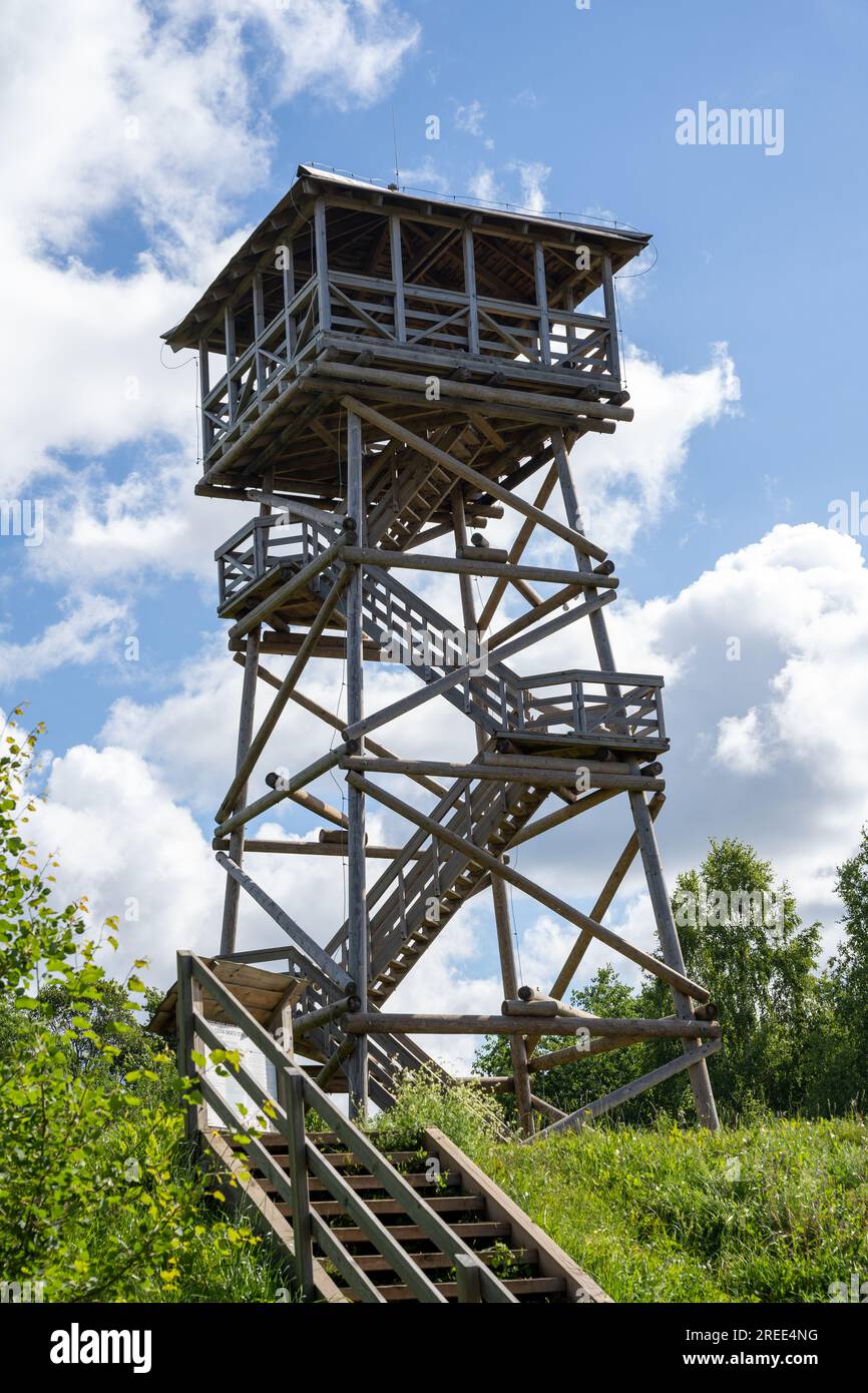 Wooden observation tower on a hill Stock Photo - Alamy