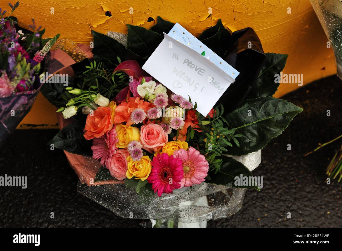 Spa Francorchamps, Belgium. 27th July, 2023. Floral tributes left for ...