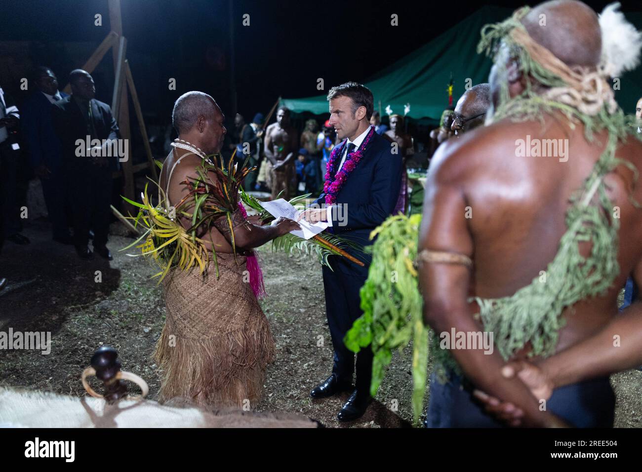 Port Vila, Vanuatu. 27th July, 2023. French President Emmanuel Macron ...