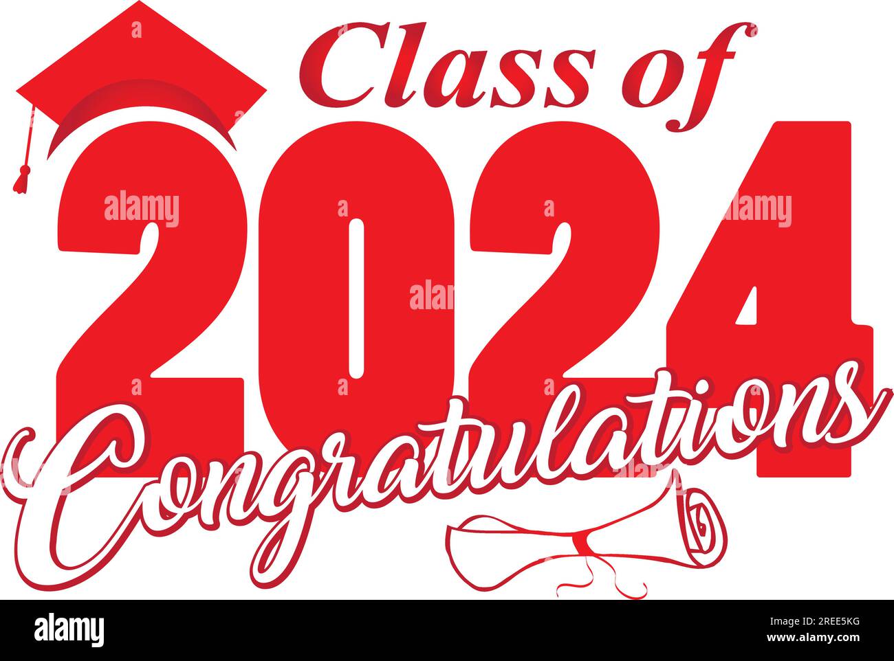 Class of 2024 Congratulations Graphic with Graduation Cap and Diploma ...