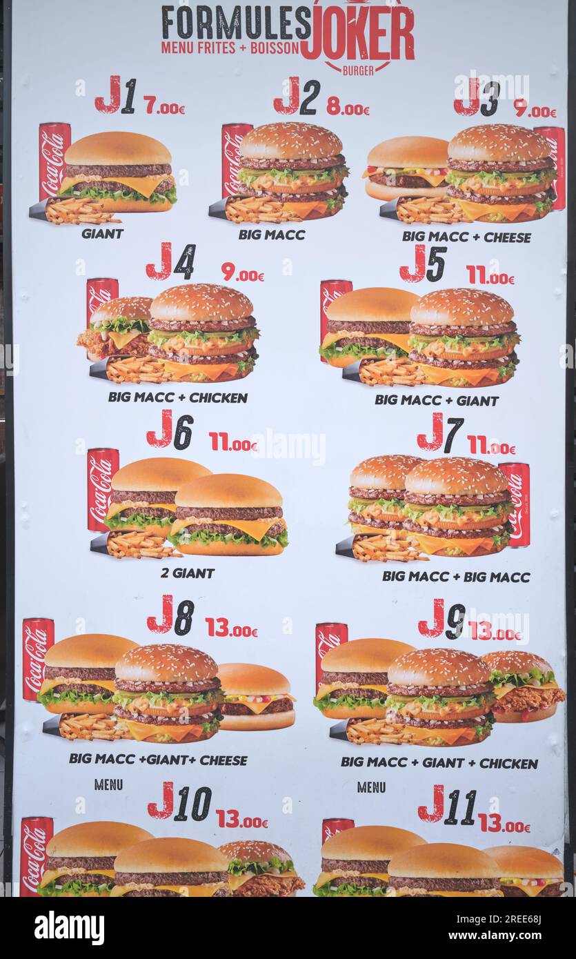 Burger Bar Advertising Display Marseille France Stock Photo - Alamy