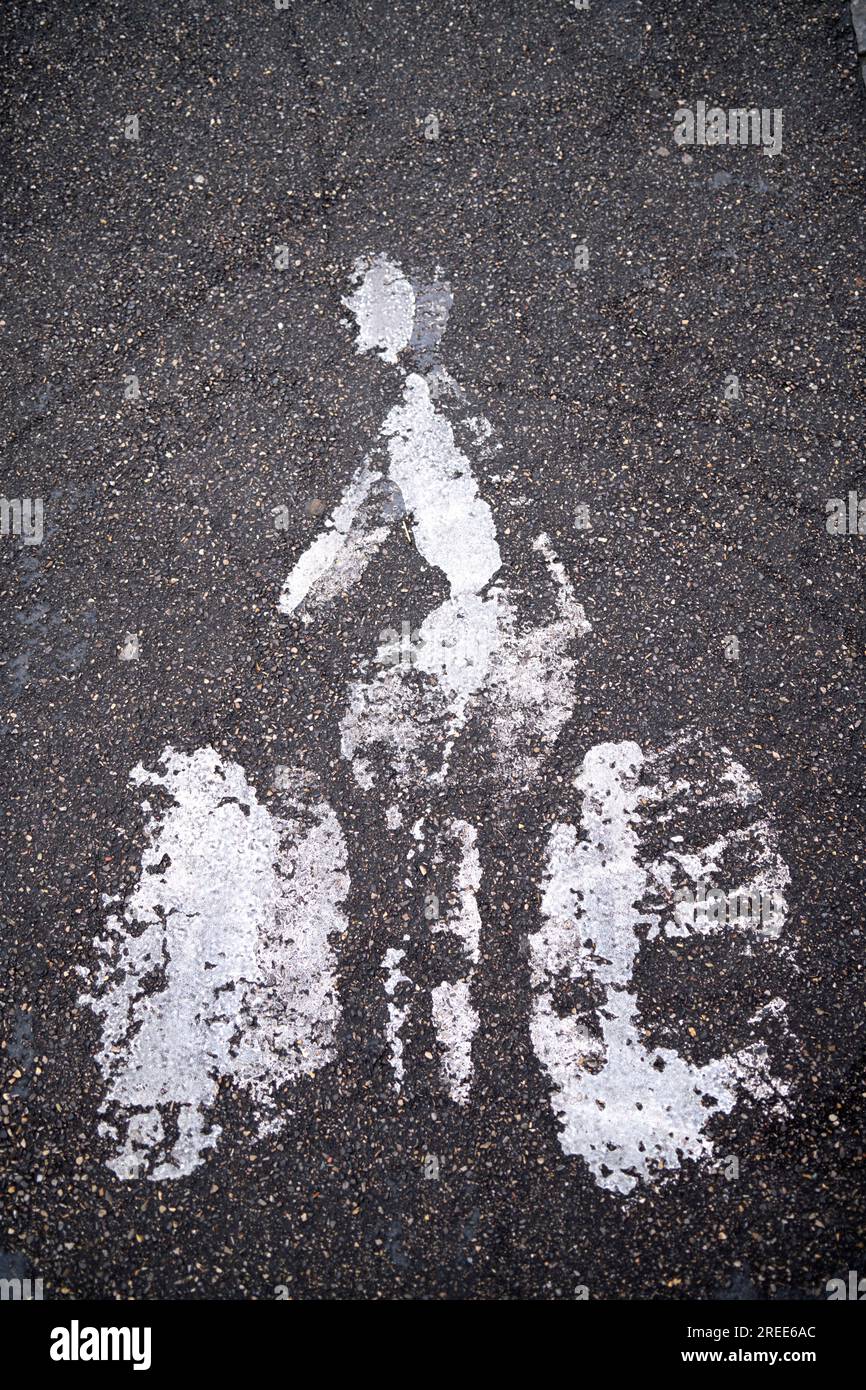 Painted Cycle Lane Logo on the streets of Marseille france Stock Photo ...