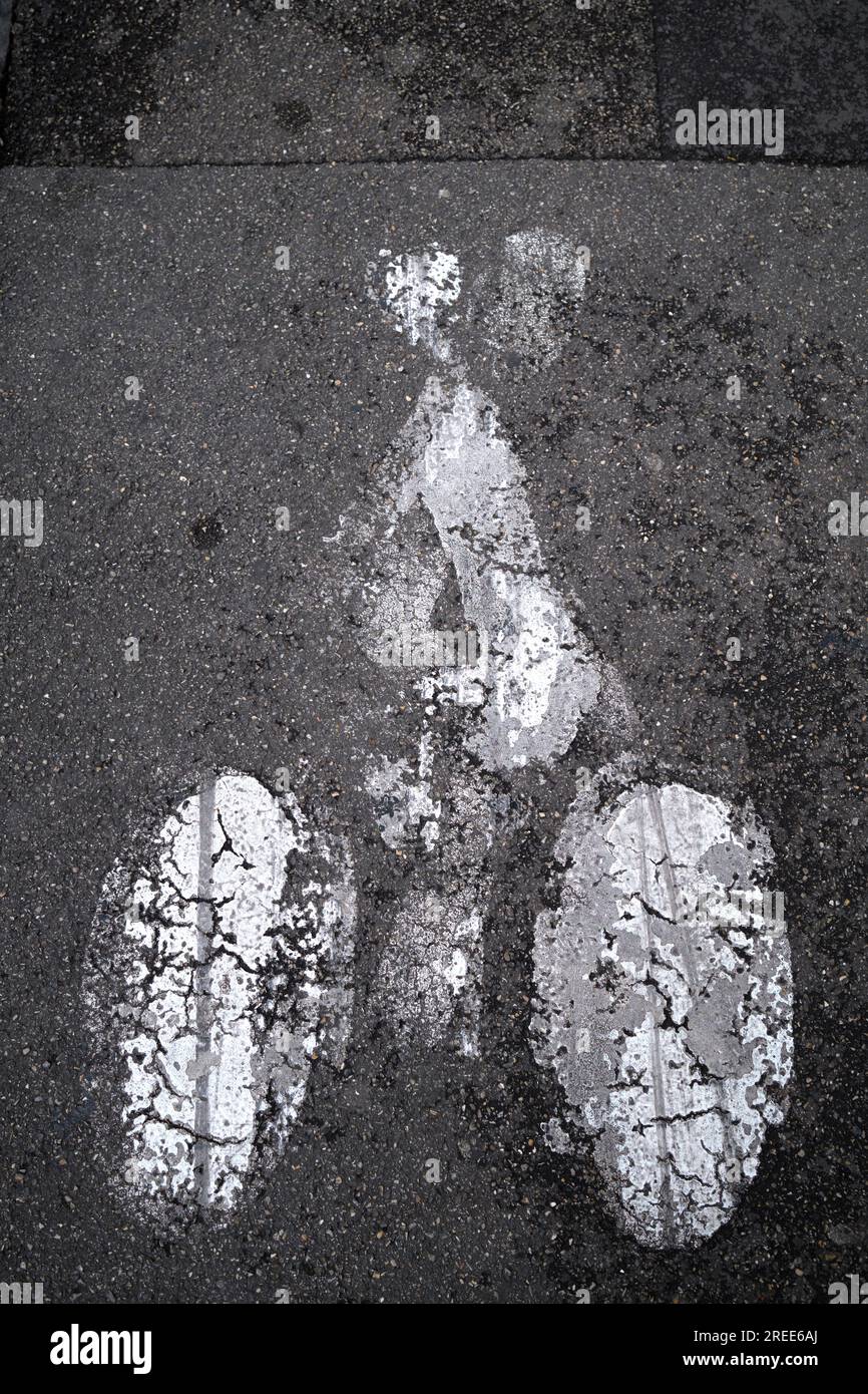 Painted Cycle Lane Logo on the streets of Marseille france Stock Photo ...