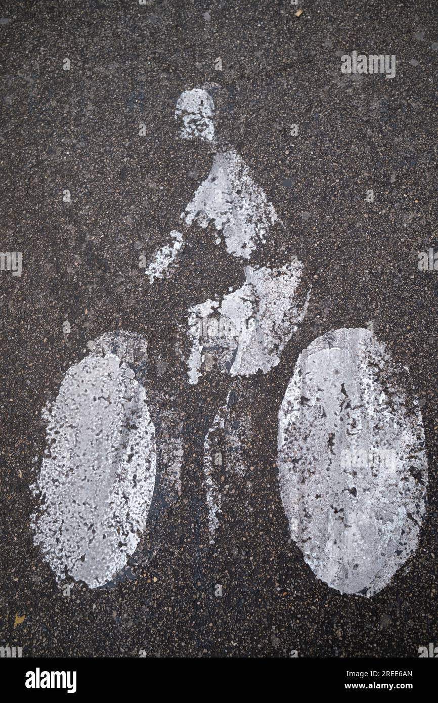 Painted Cycle Lane Logo on the streets of Marseille france Stock Photo ...