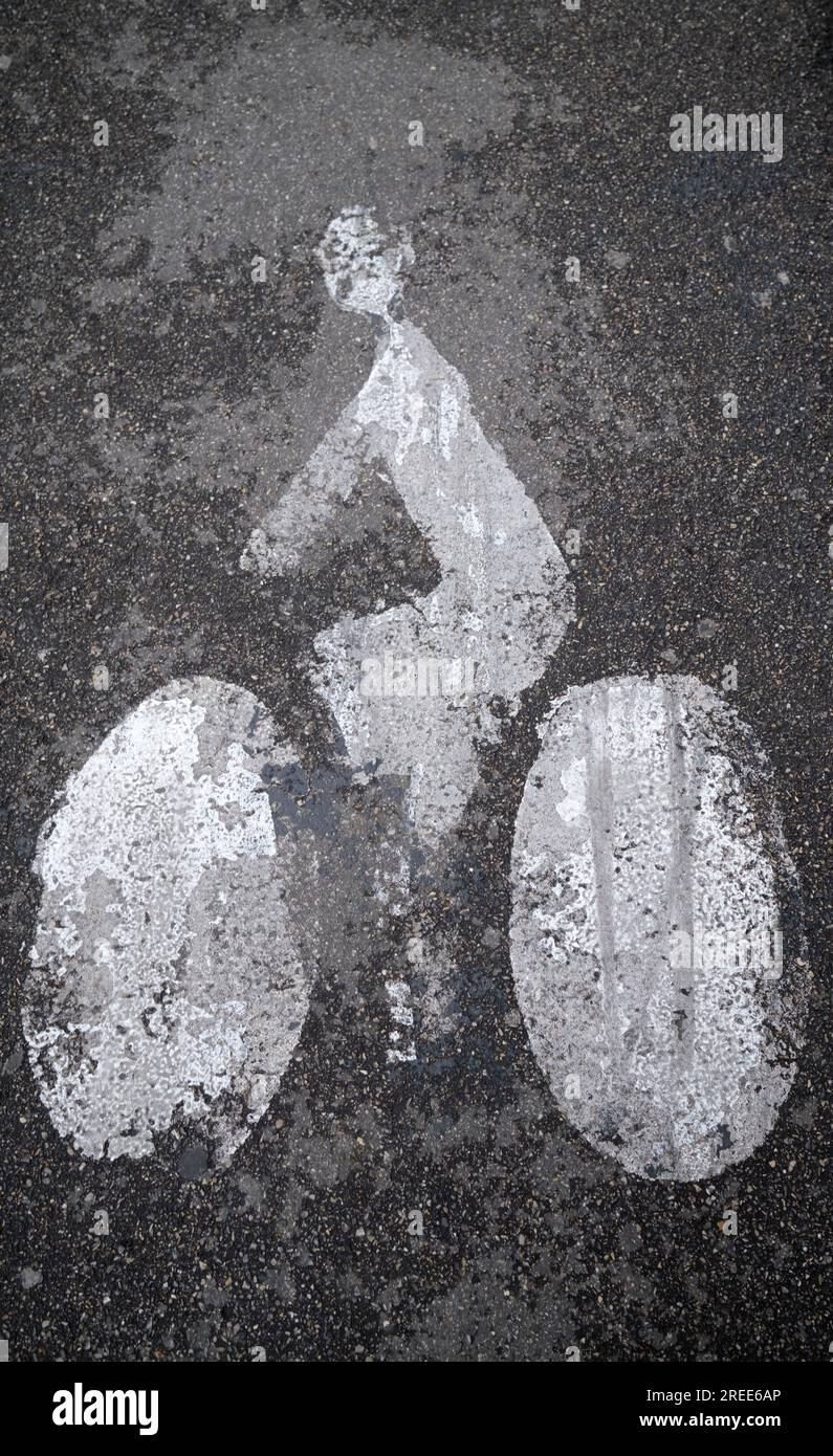Painted Cycle Lane Logo on the streets of Marseille france Stock Photo ...