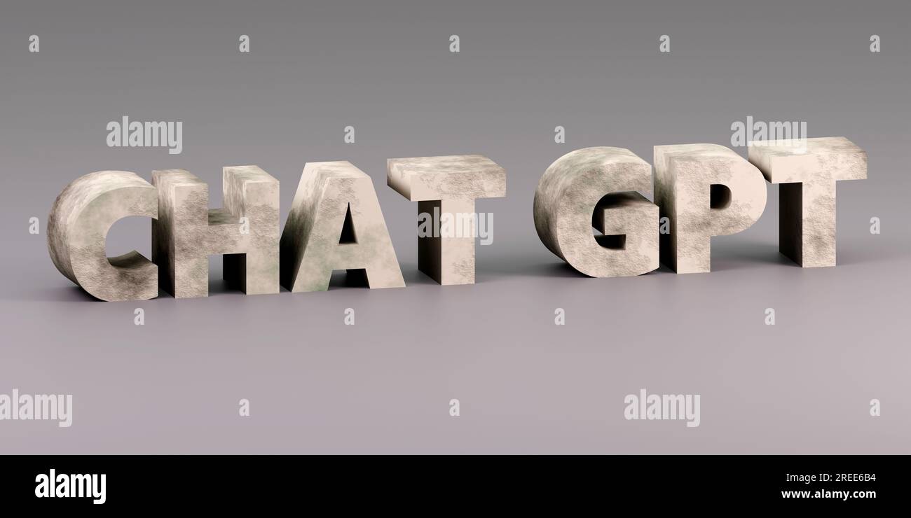 3d render sign chatgpt on concrete cubes and light background. Simple ...