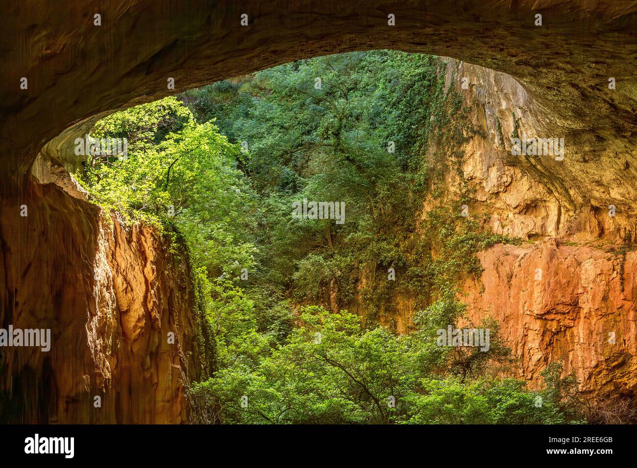 Panoramic view inside the Devetashka Cave near Devetaki village and ...