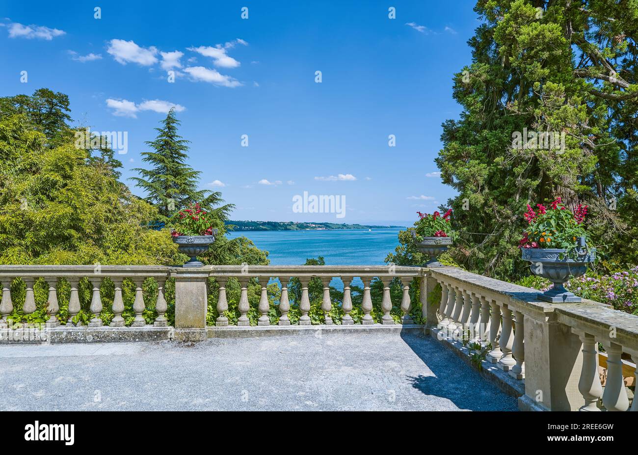 Mainau Island, Germany, the garden of the Baroque Palace overlooking ...