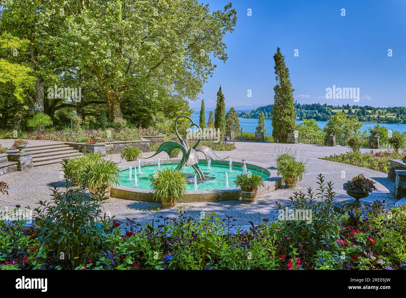 Mainau Island, Germany, the fountains of the garden of the Baroque ...