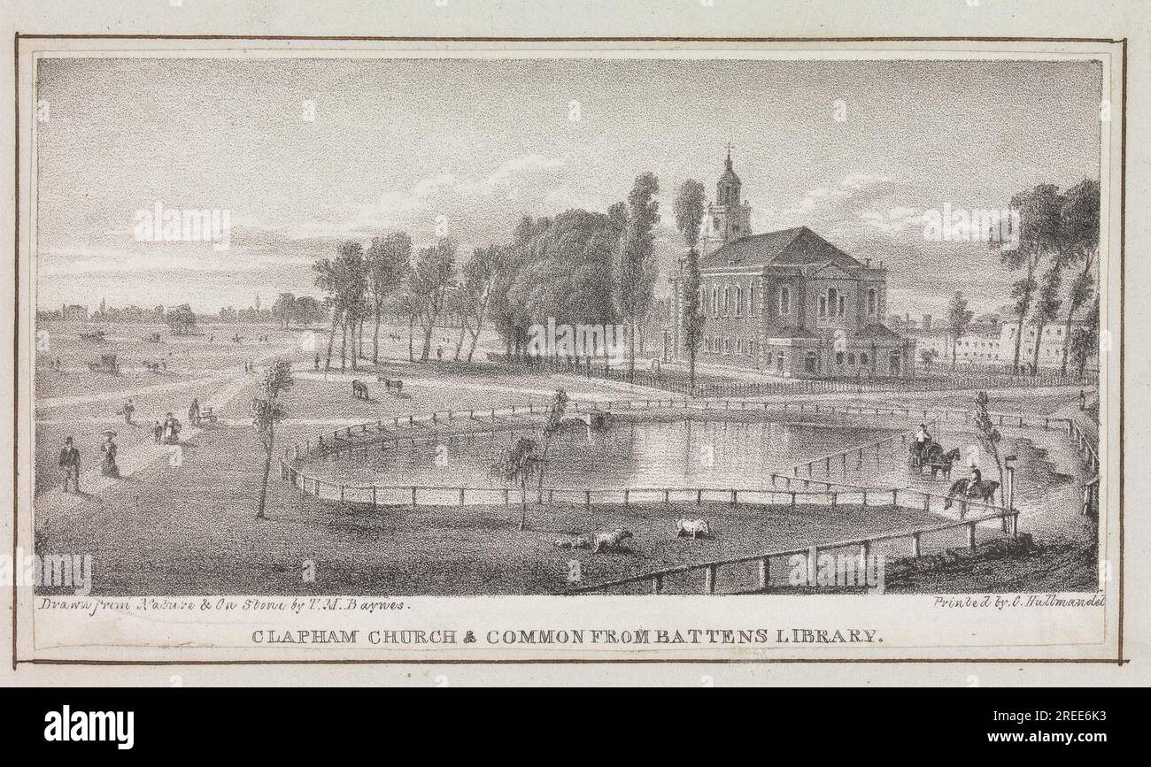 Clapham Church and Common from Baltens Library by Thomas Mann Baynes ...