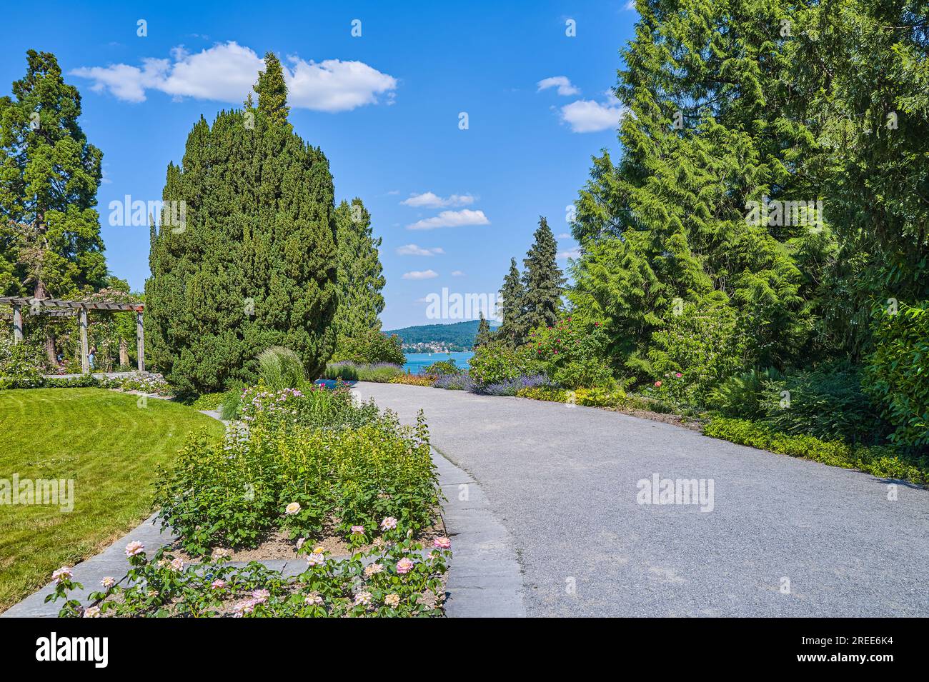 Mainau Island, Germany, the garden of the Baroque Palace overlooking ...