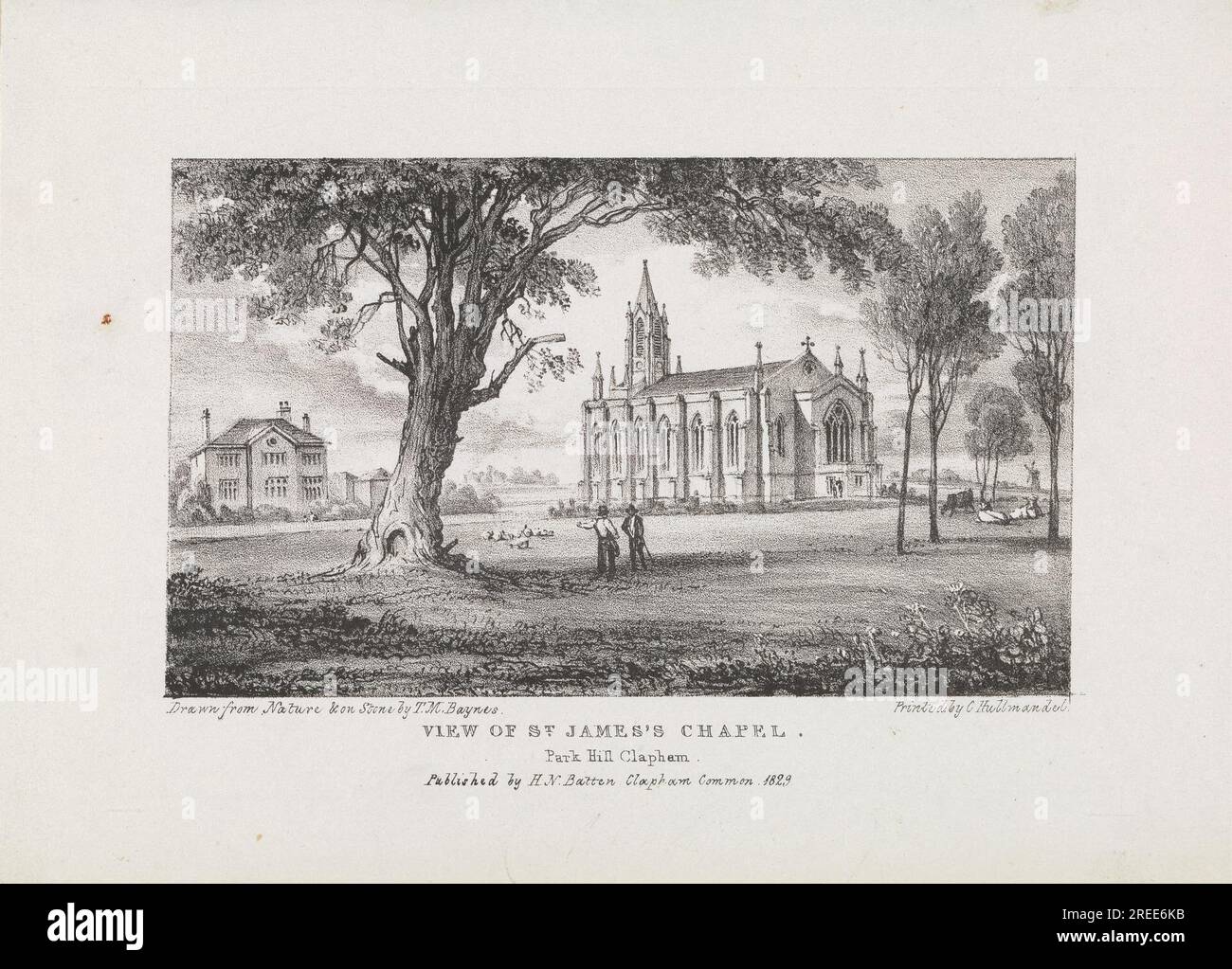 View of St. James' s Church, Park Hill, Clapham 1829 by Thomas Mann ...