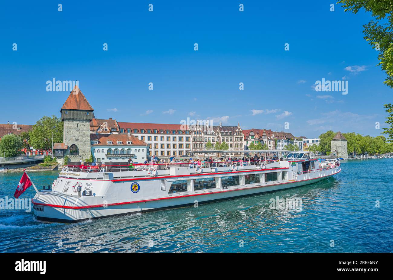 Constance, Germany - June 15,2023: A classic boat for tourists along ...