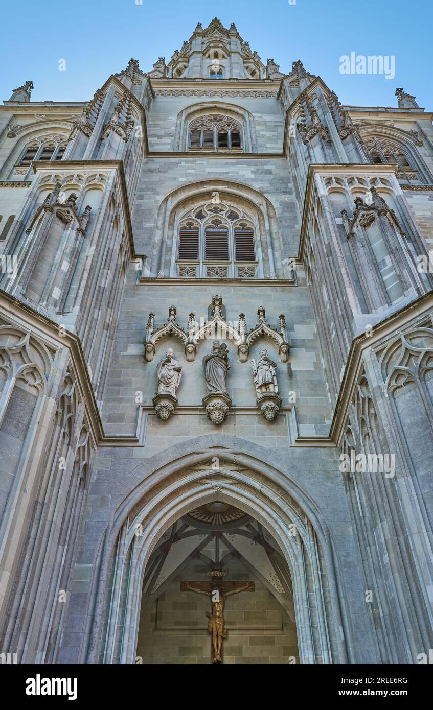 Constance, Germany, upward view of the facade of the Cathedral of Our ...