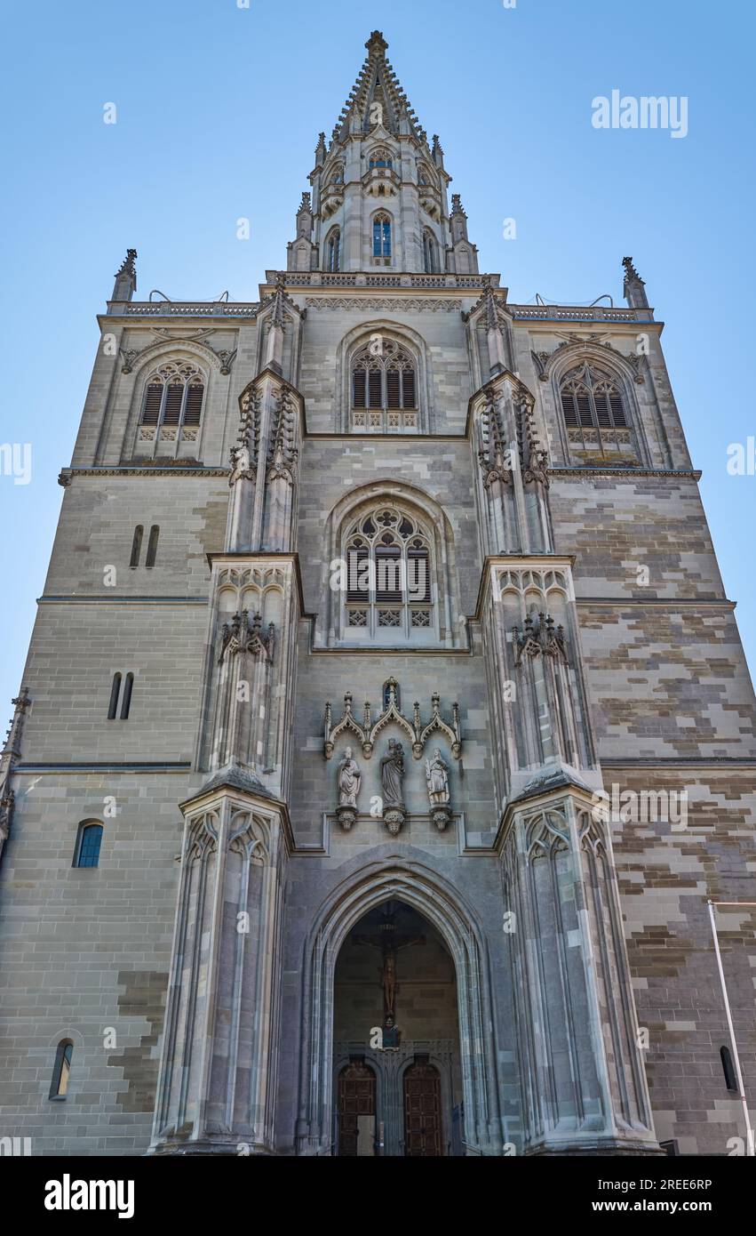 Constance, Germany, upward view of the facade of the Cathedral of Our ...