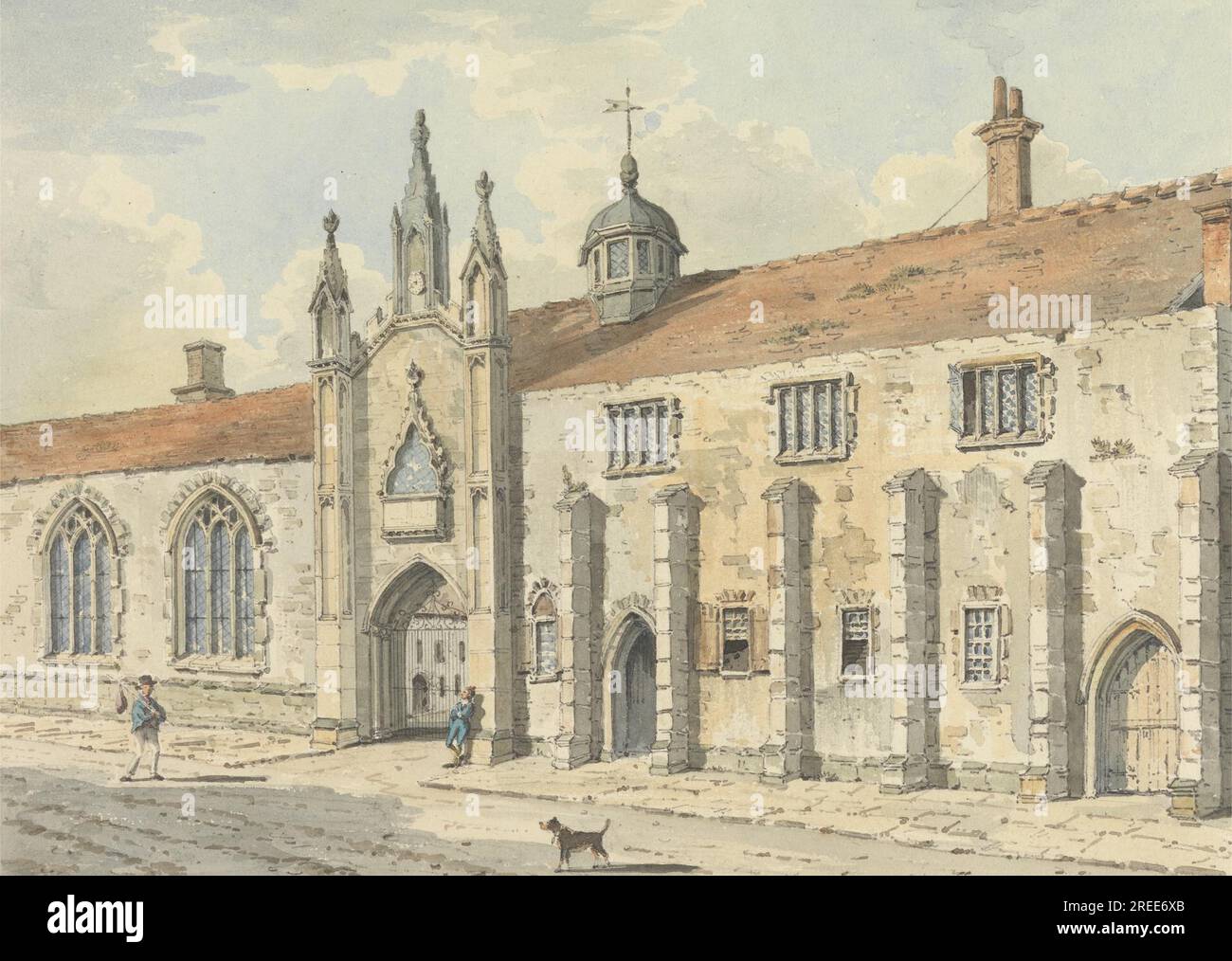 The School at Wells, Somerset by John Augustus Atkinson Stock Photo - Alamy