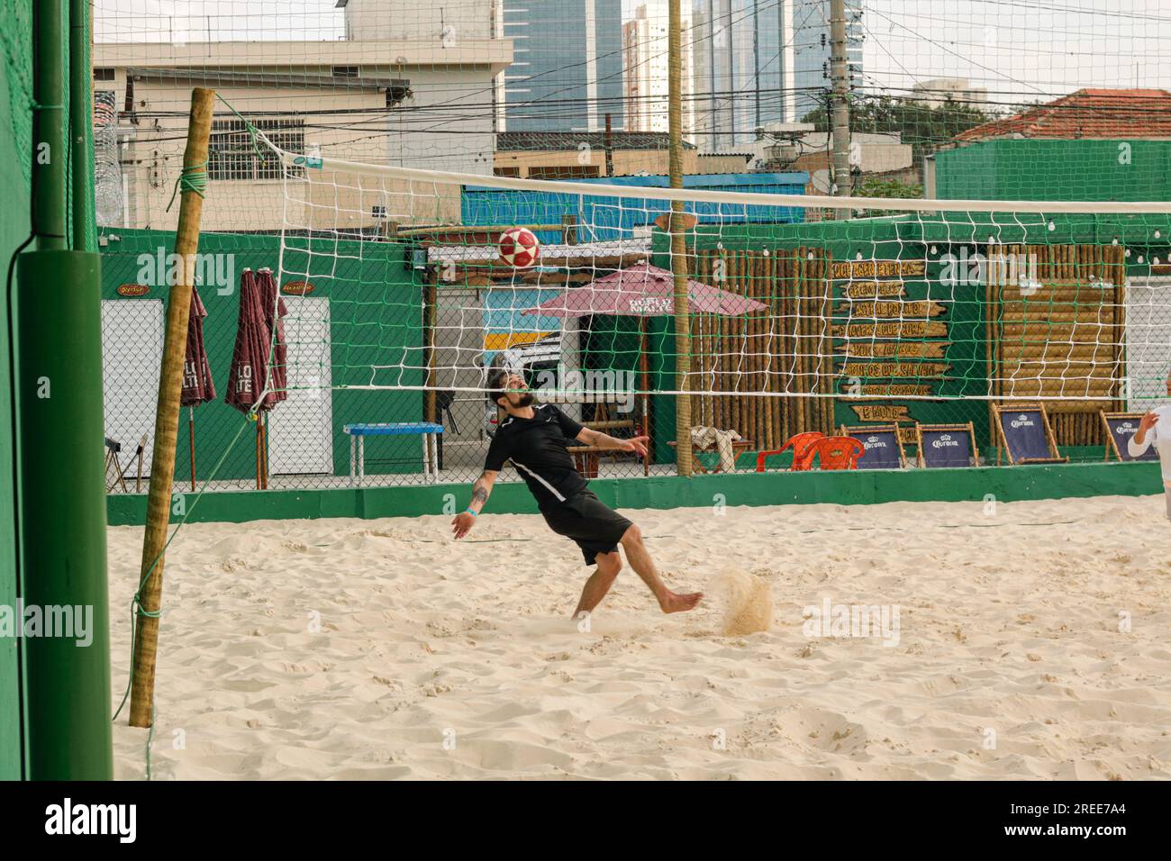 Futevolei being played in Sao Paulo, Brazil. The wave of brand new ...