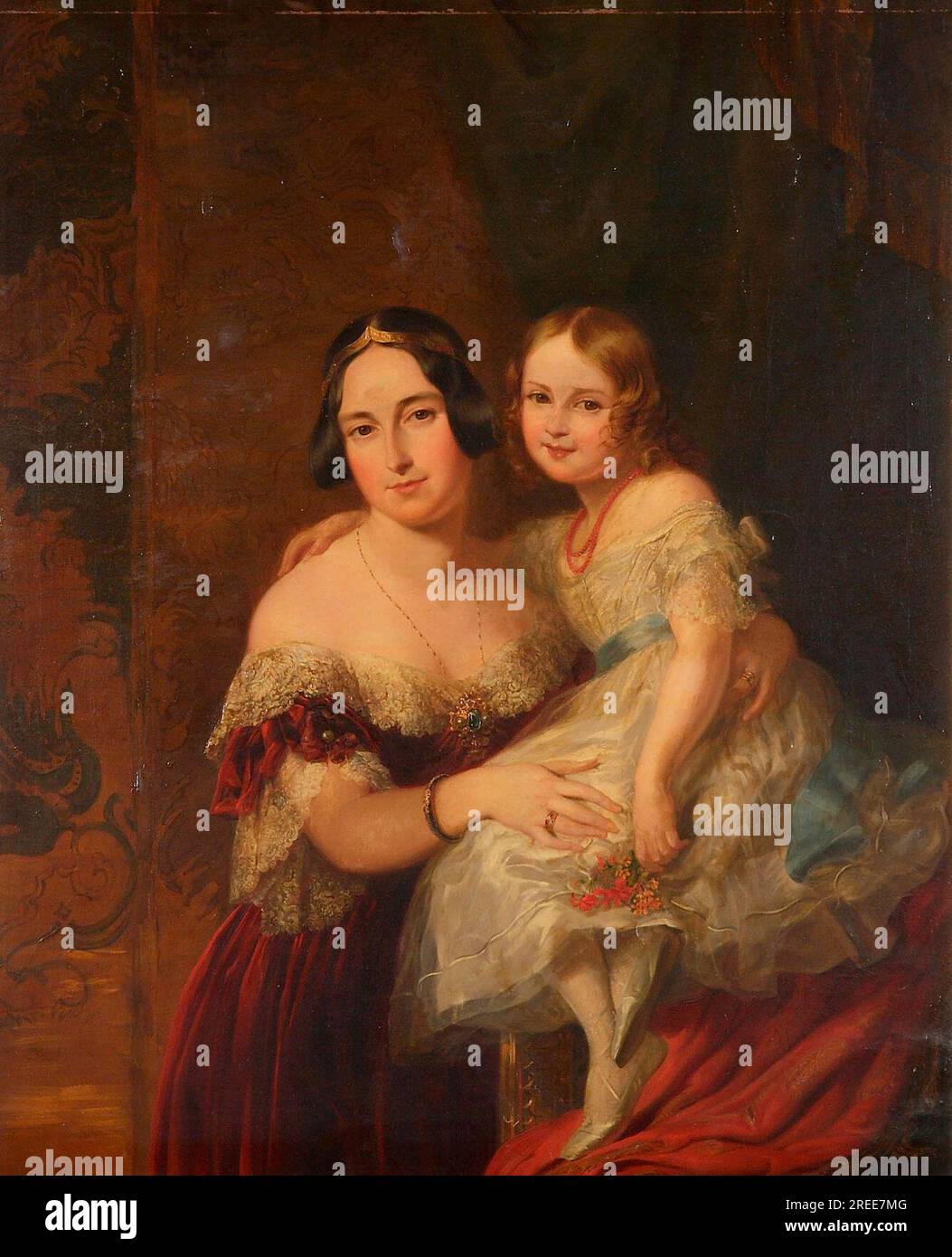Feodora, Princess of Hohenlohe-Langenburg with her daughter Princess ...