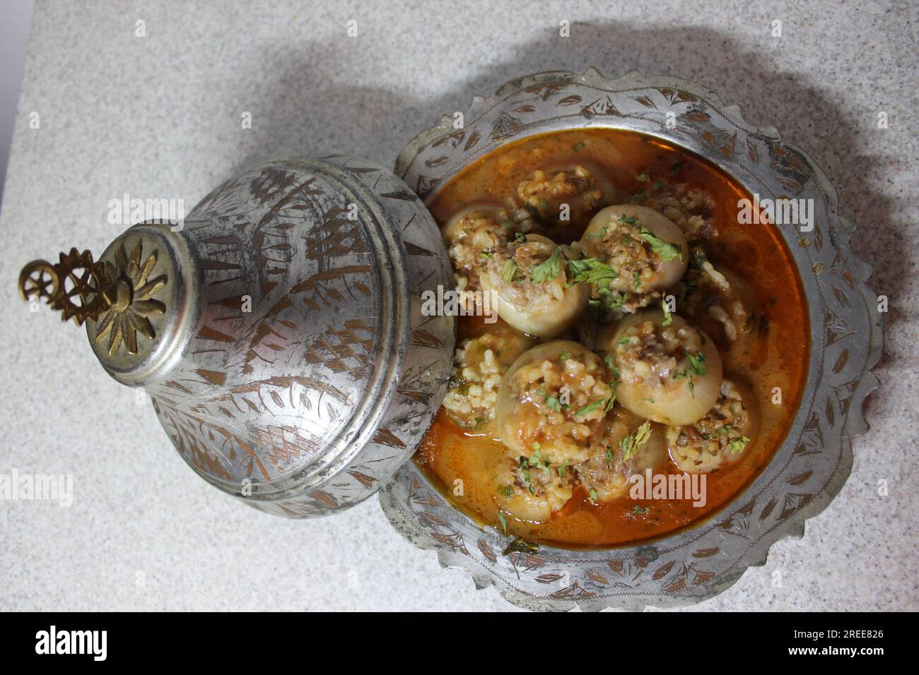 Close-Up of Sogan Dolma: Traditional Turkish Stuffed Onions in Detail ...