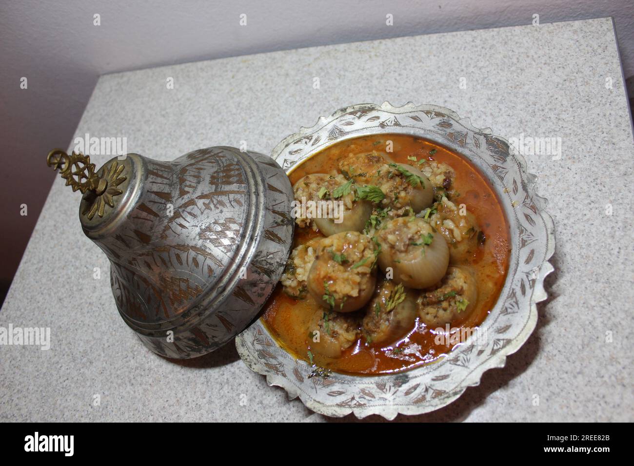 Close-Up of Sogan Dolma: Traditional Turkish Stuffed Onions in Detail ...