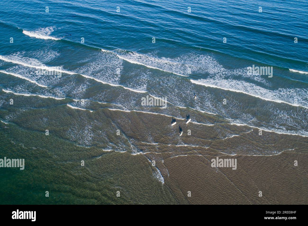 Aerial view people surfboards hi-res stock photography and images - Alamy