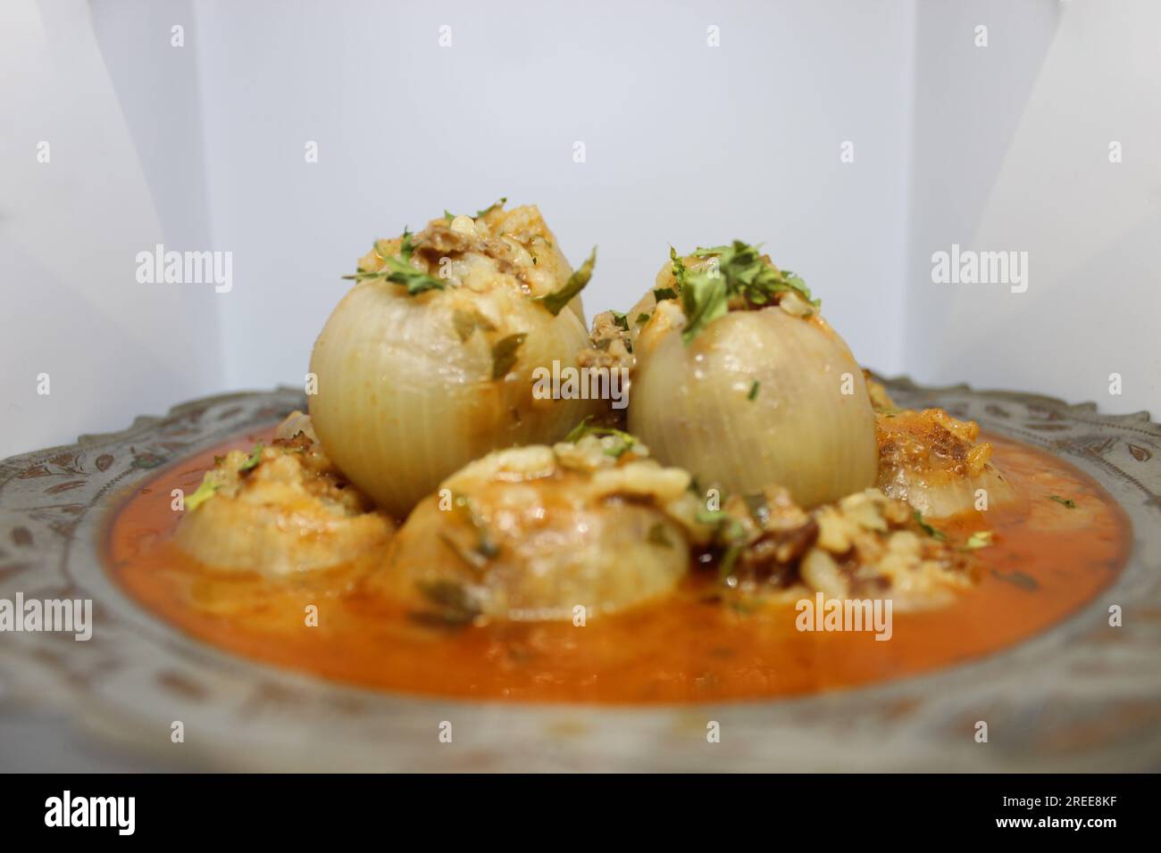 Close-Up of Sogan Dolma: Traditional Turkish Stuffed Onions in Detail ...