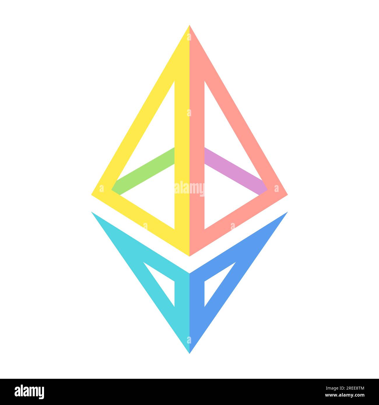 Ethereum's diamond logo in rainbow colors. Vector illustration isolated ...